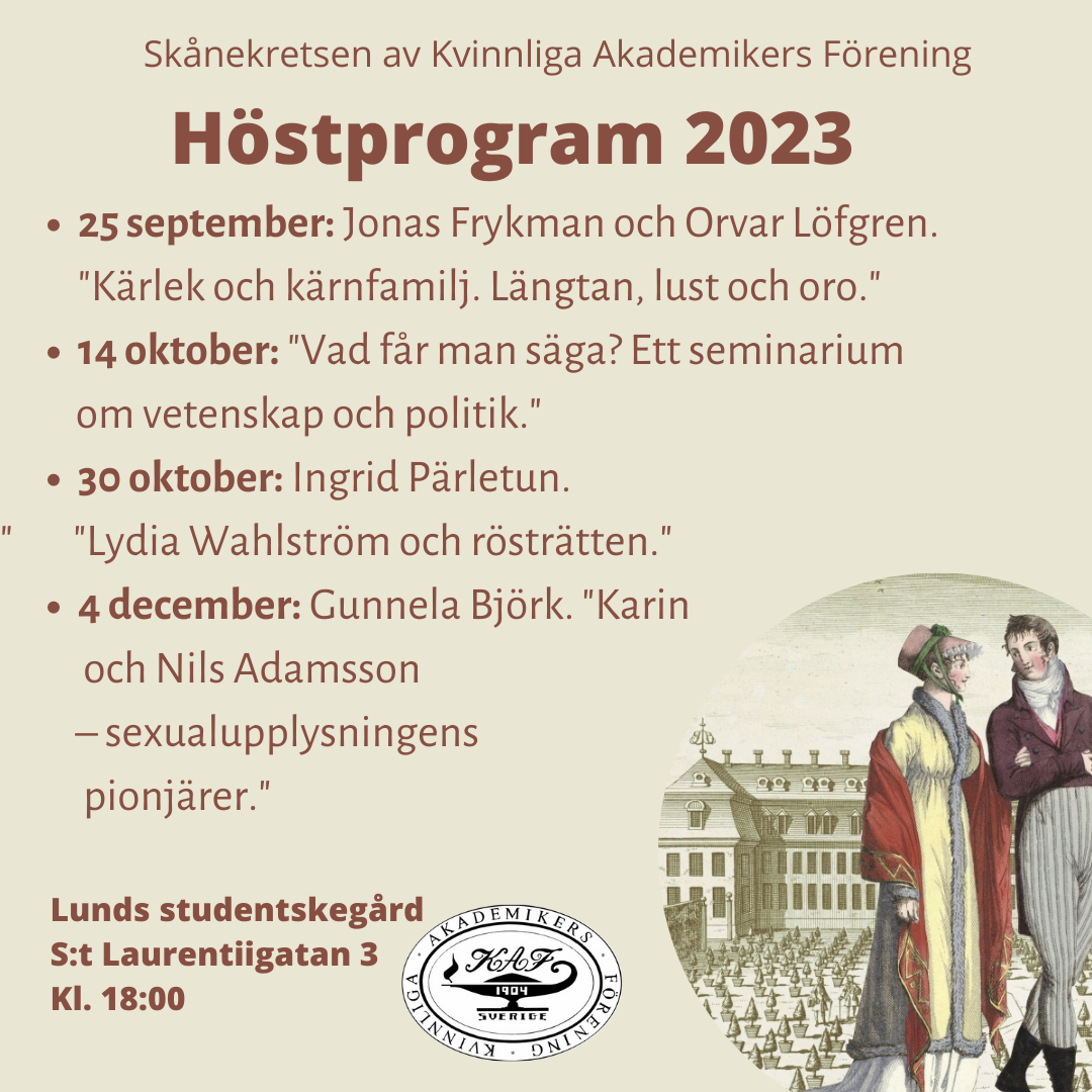 Skånekretsens höstprogram 2023 – Kvinnliga Akademikers förening